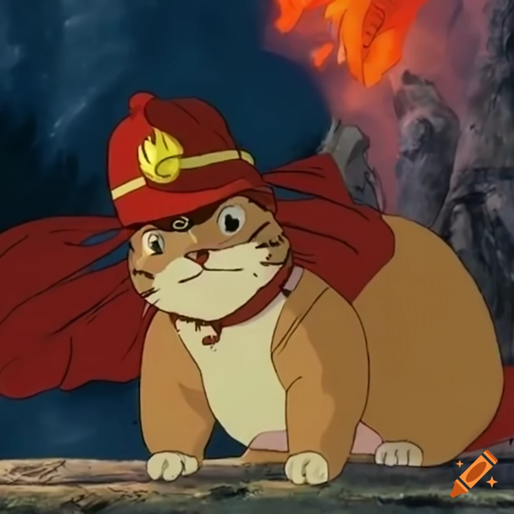 Ghibli animation - firefighter cats on Craiyon