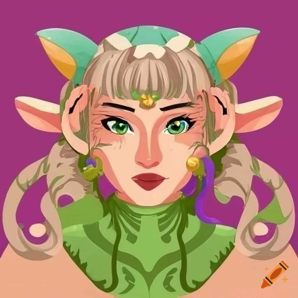 Portrait of a pretty faun or satyr with a catlike nose on Craiyon