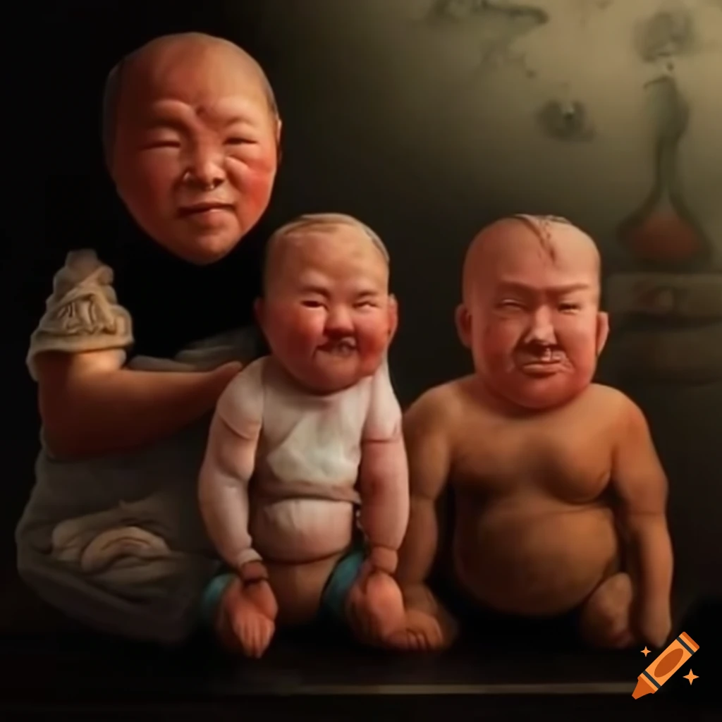 Family of dwarfs in a traditional chinese setting on Craiyon