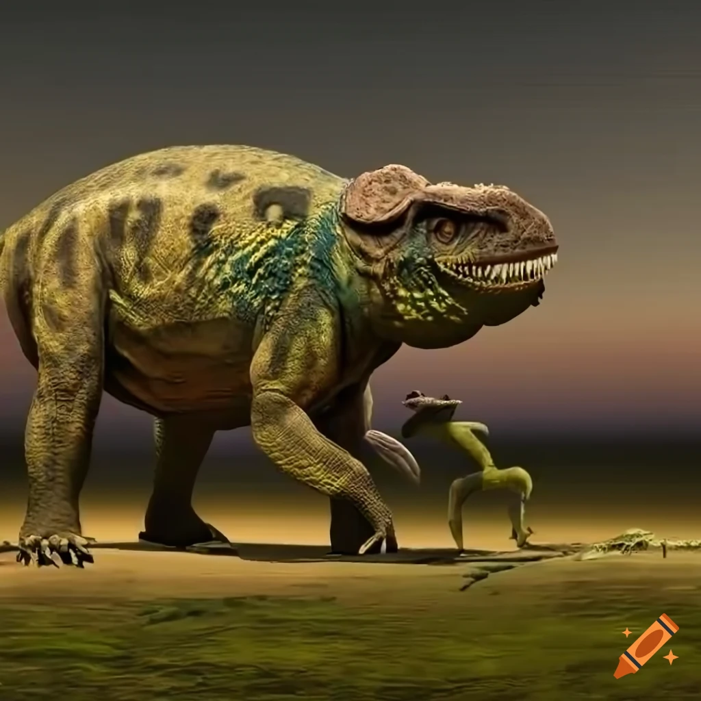 Hefty iguanodon dinosaur with intricate lizard-like pattern in cool ...