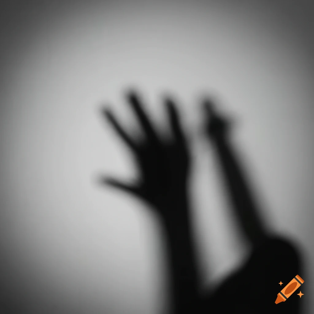 Shadow of an arm on a white wall in monochrome on Craiyon