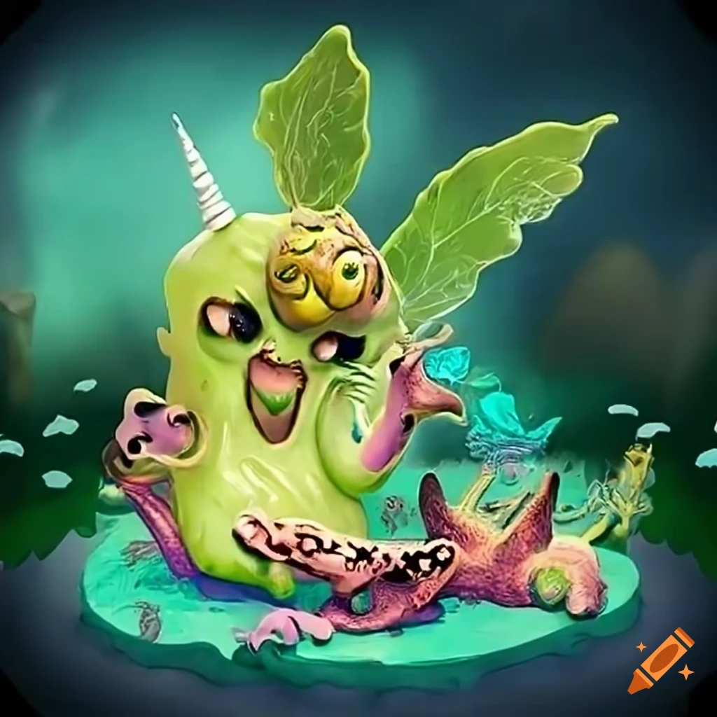 Mythical creatures and mutant omega mart lemon fruit monster in a ...