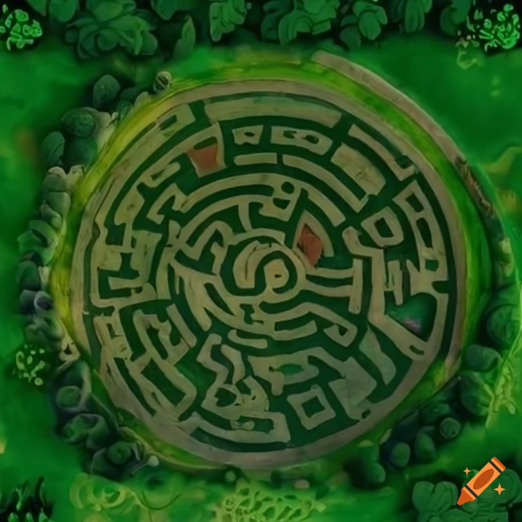 Fantasy garden maze with magical creatures on Craiyon