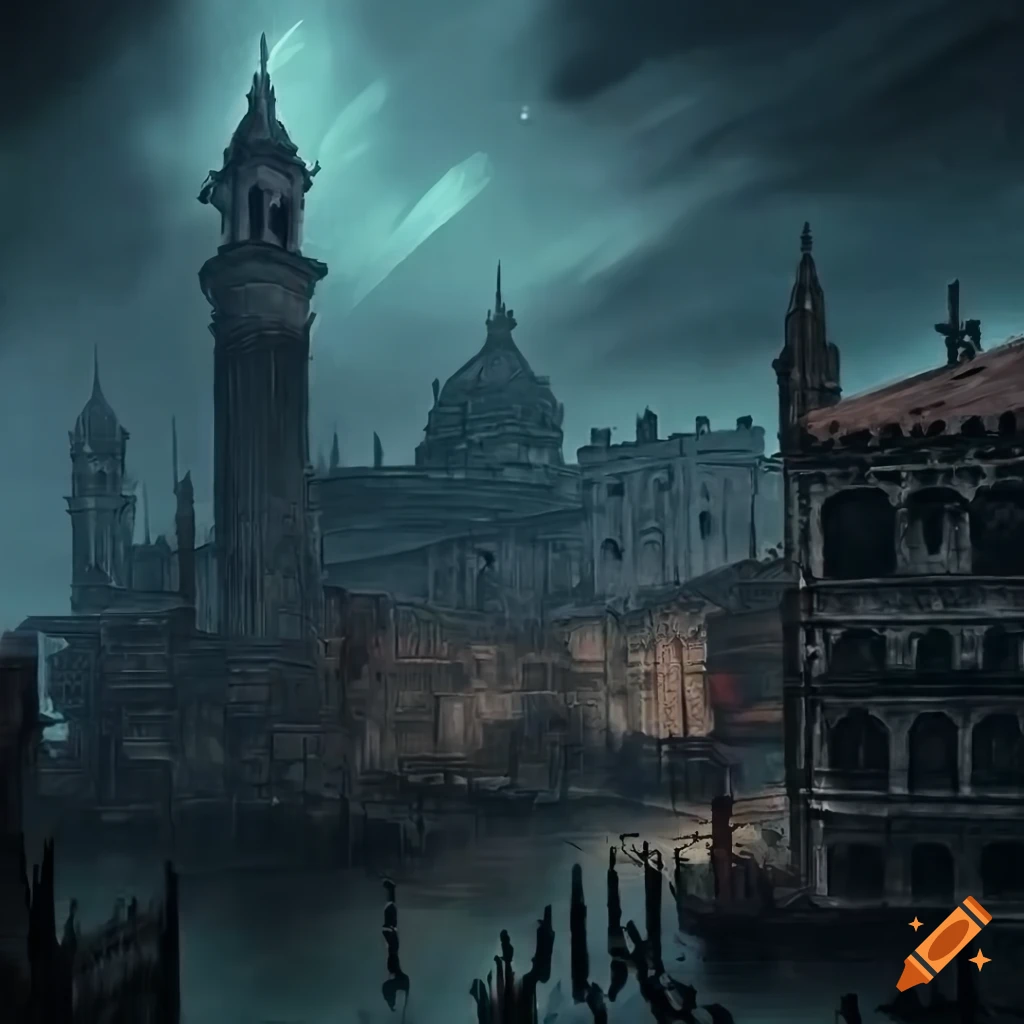Venice city in bloodborne style by noriyoshi ohrai with extreme detail ...