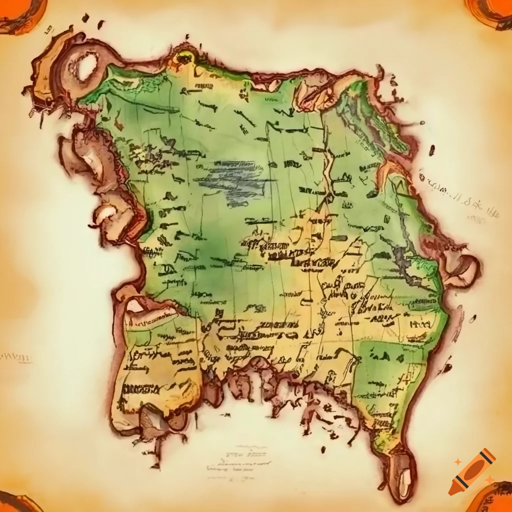 Old hand-drawn map on Craiyon