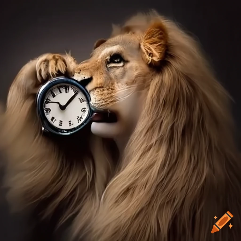 Realistic style lion alarm clock on Craiyon