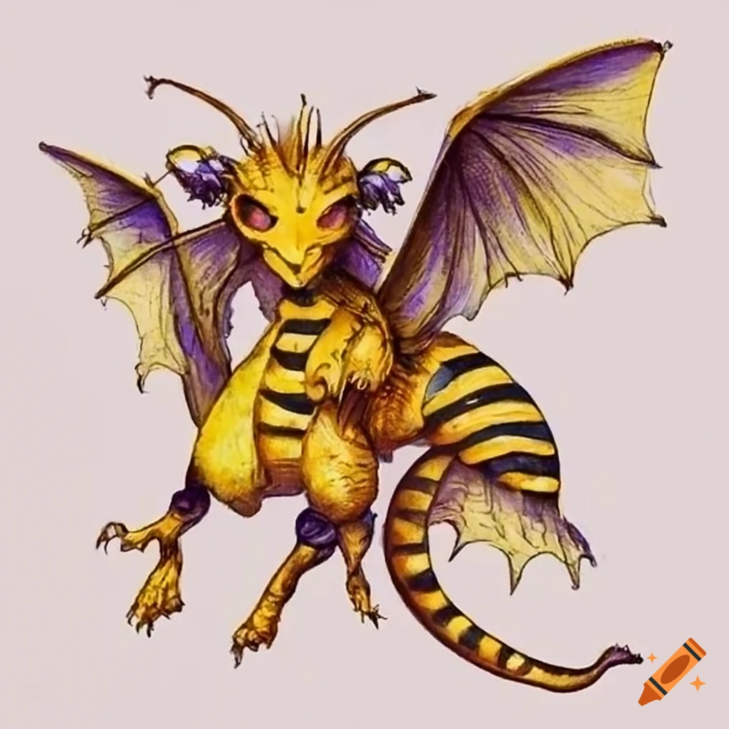 Mythical small bee-like dragon on Craiyon