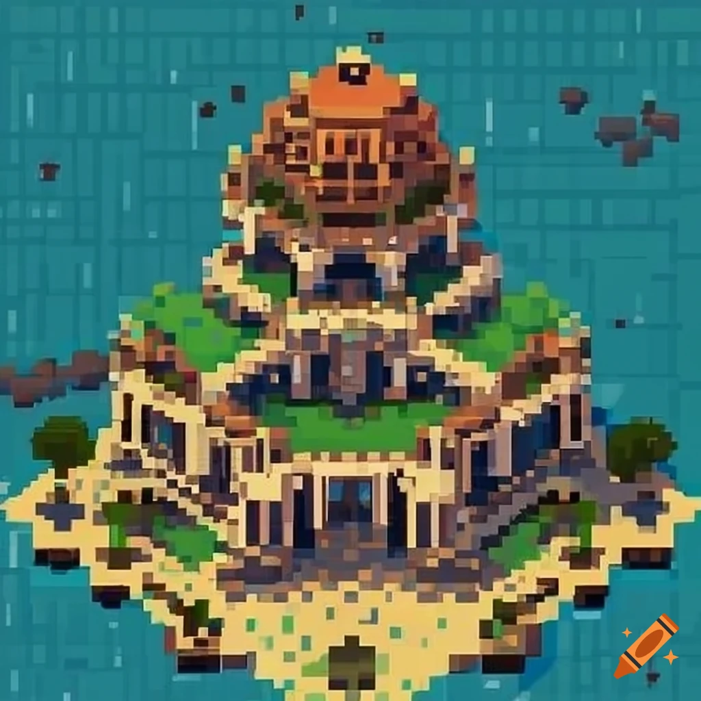 African palace pixel art background in 64-bit style on Craiyon