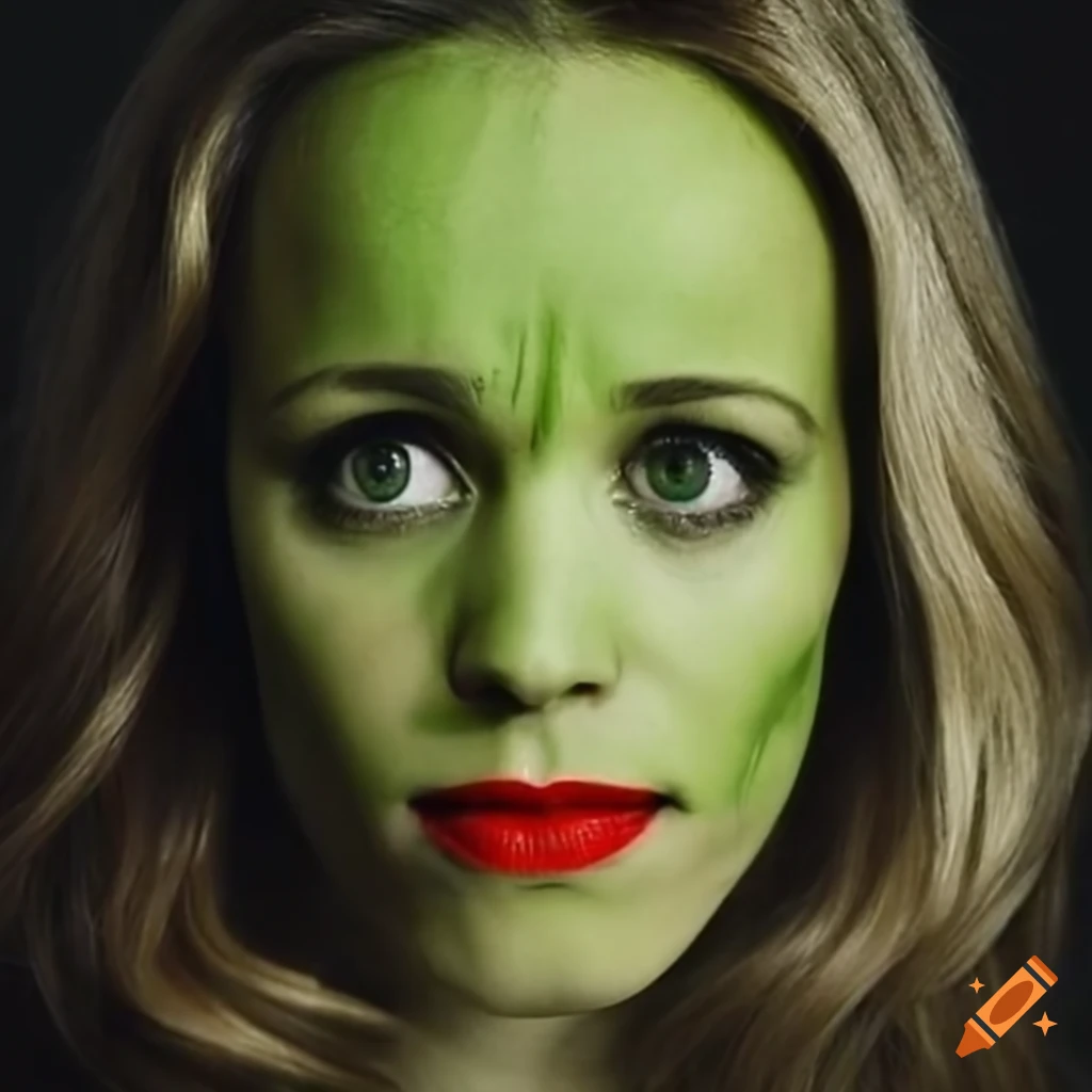 Rachel mcadams as 'the mask' with green face paint and exaggerated ...
