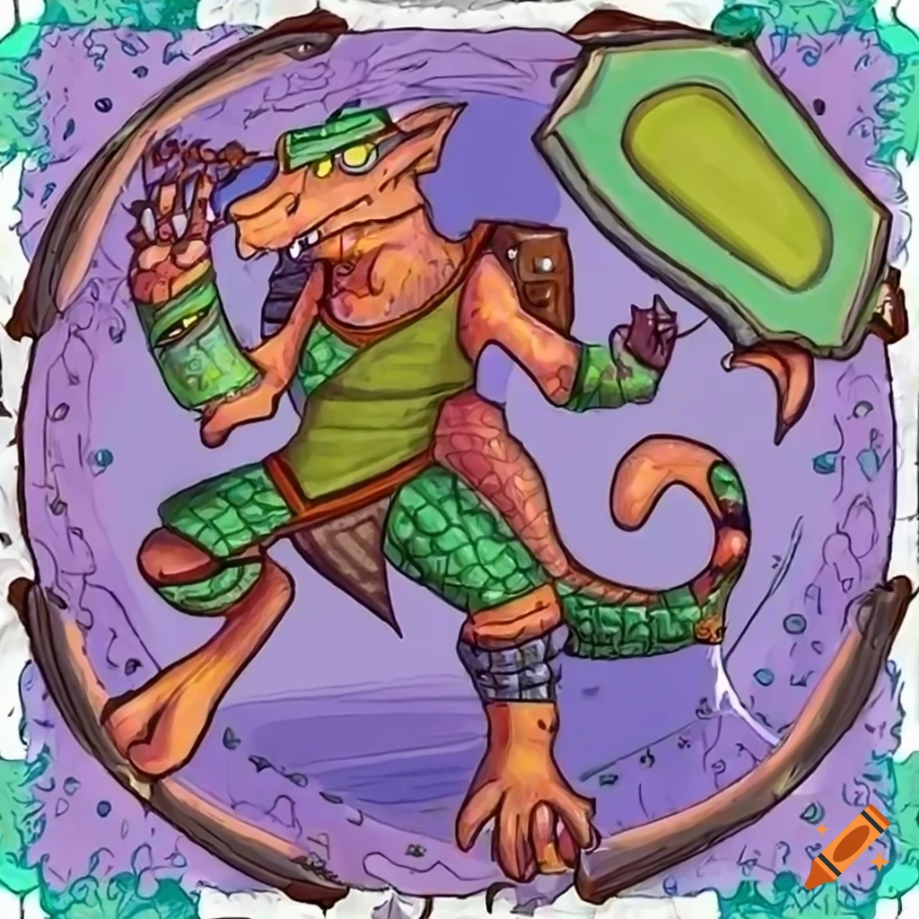 Giant kobold with two shields on Craiyon