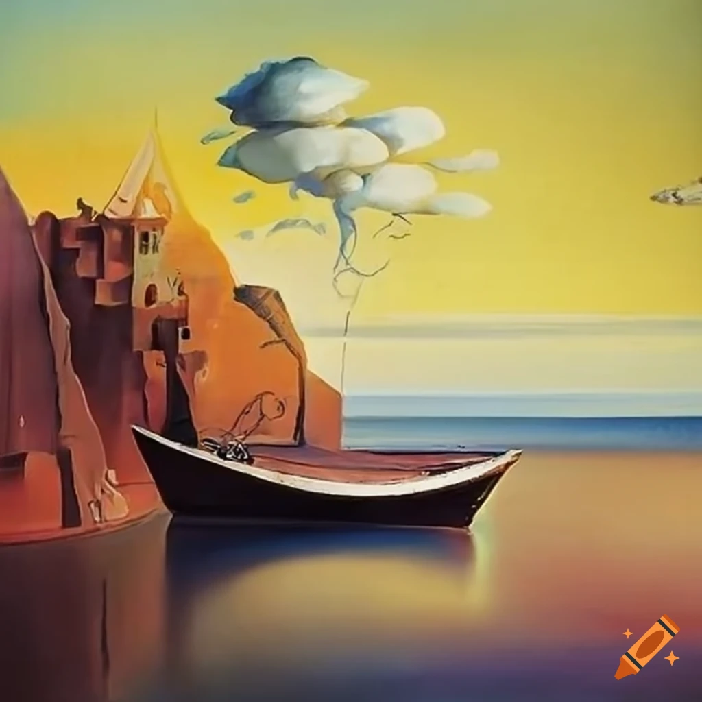 Marooned boat in an isle of regret by salvador dalí on Craiyon