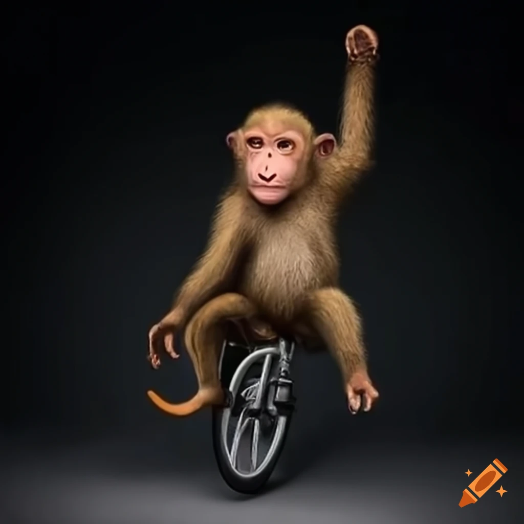 Monkey riding a bike on Craiyon