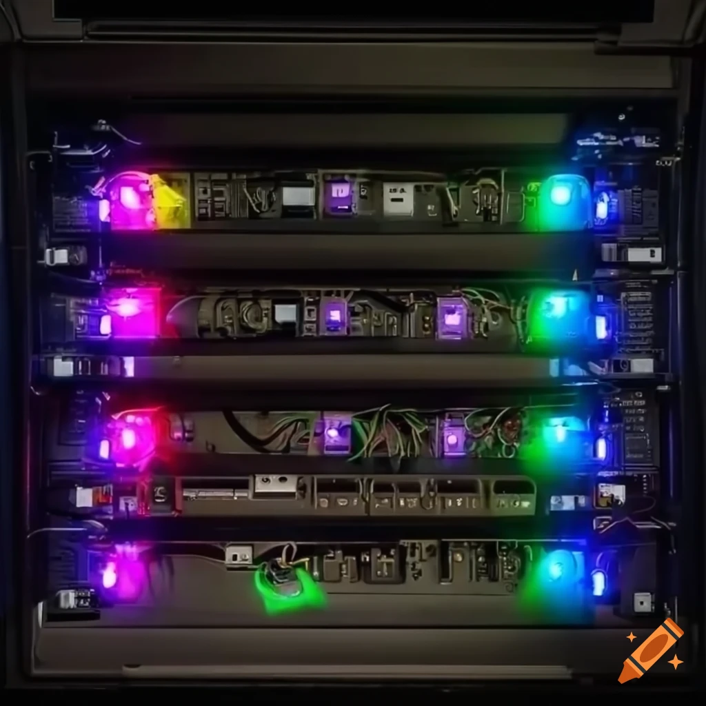 Control panel with wiring and rgb lighting on Craiyon