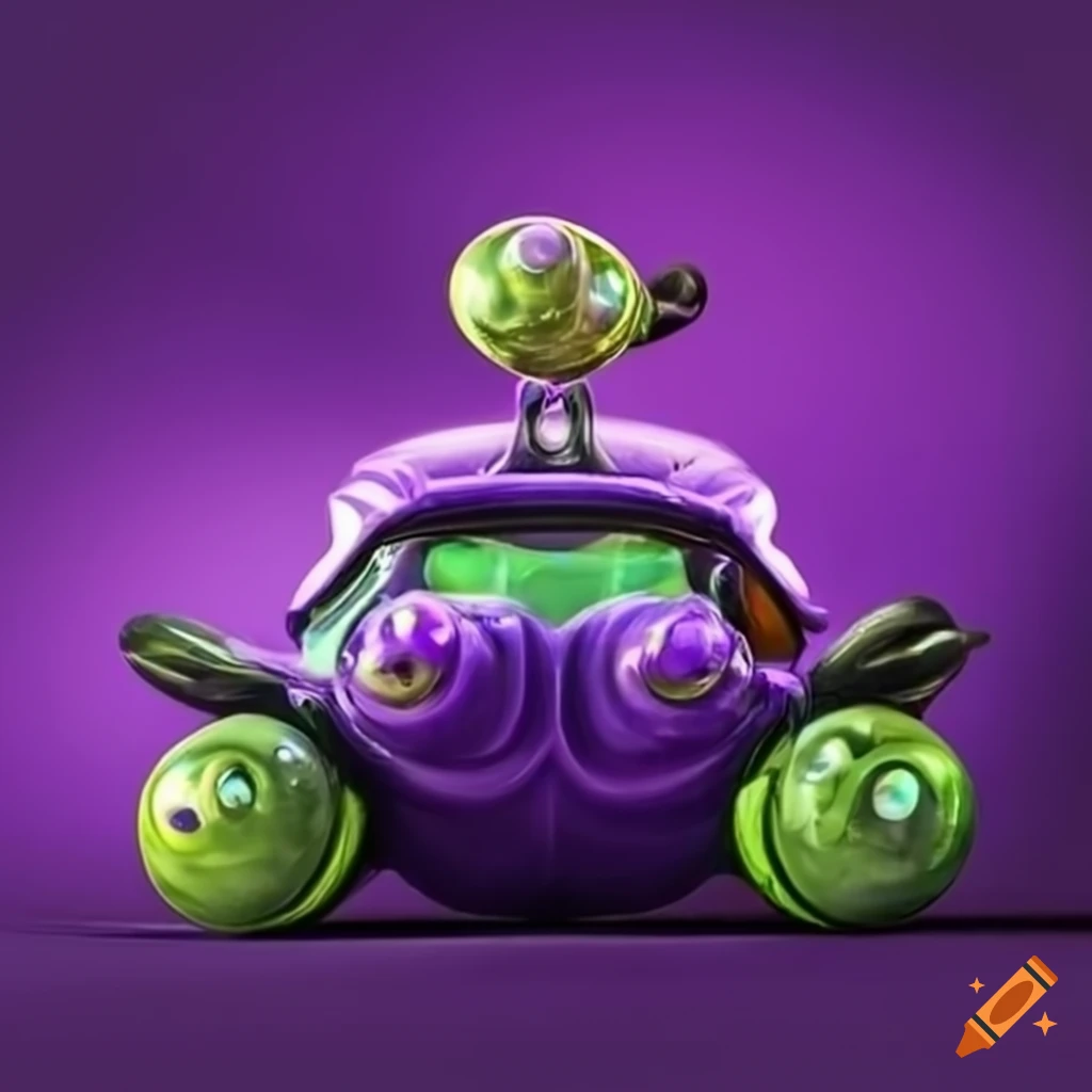 Purple bubble car with big headlights on Craiyon