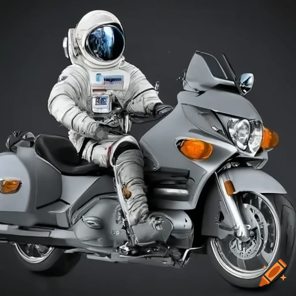 Astronaut riding a honda goldwing motorcycle on Craiyon