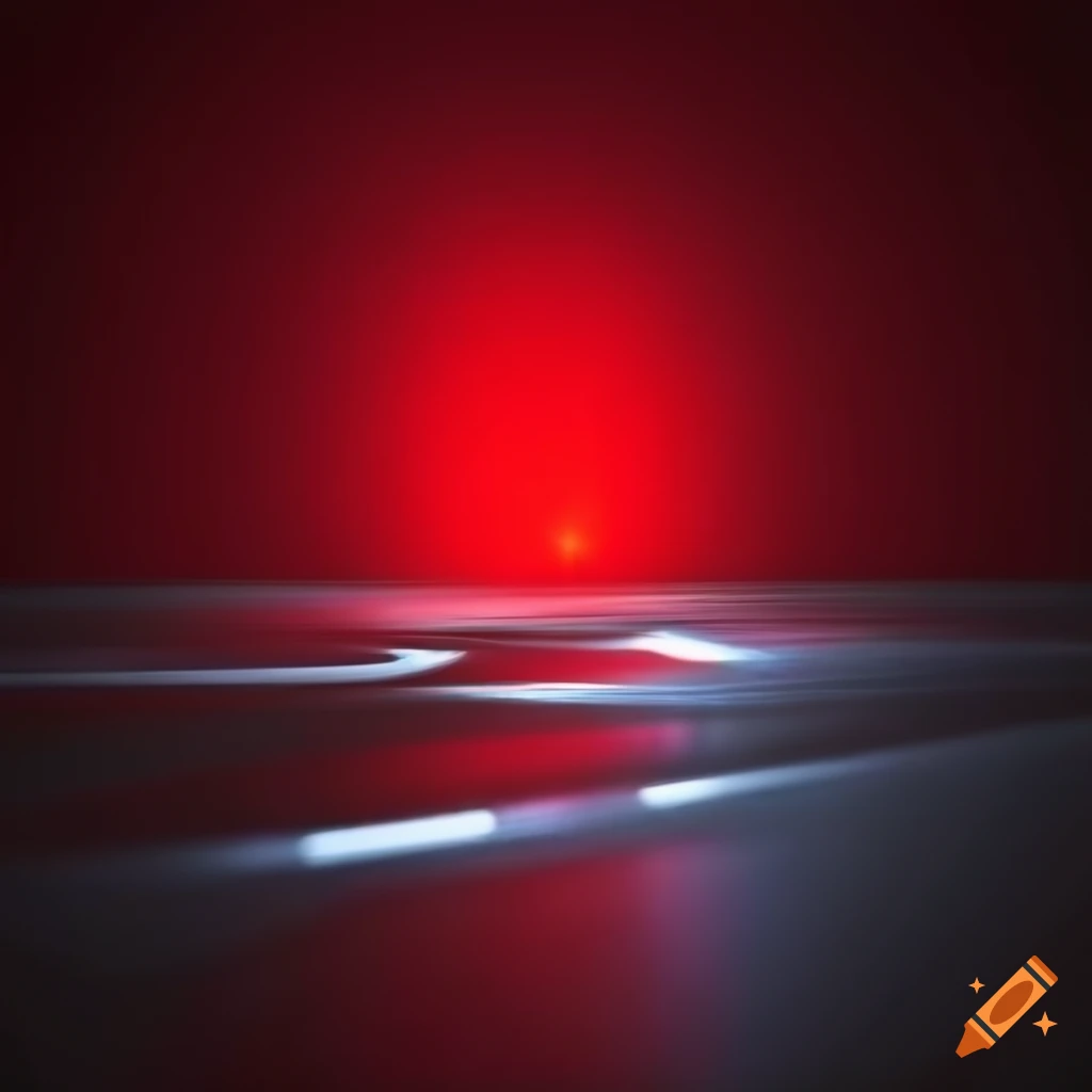 White, silver, and red environment with bright white light on the left ...