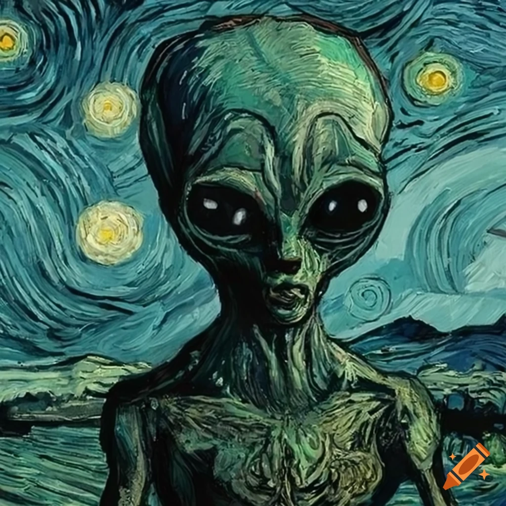 Alien painting by van gogh on Craiyon