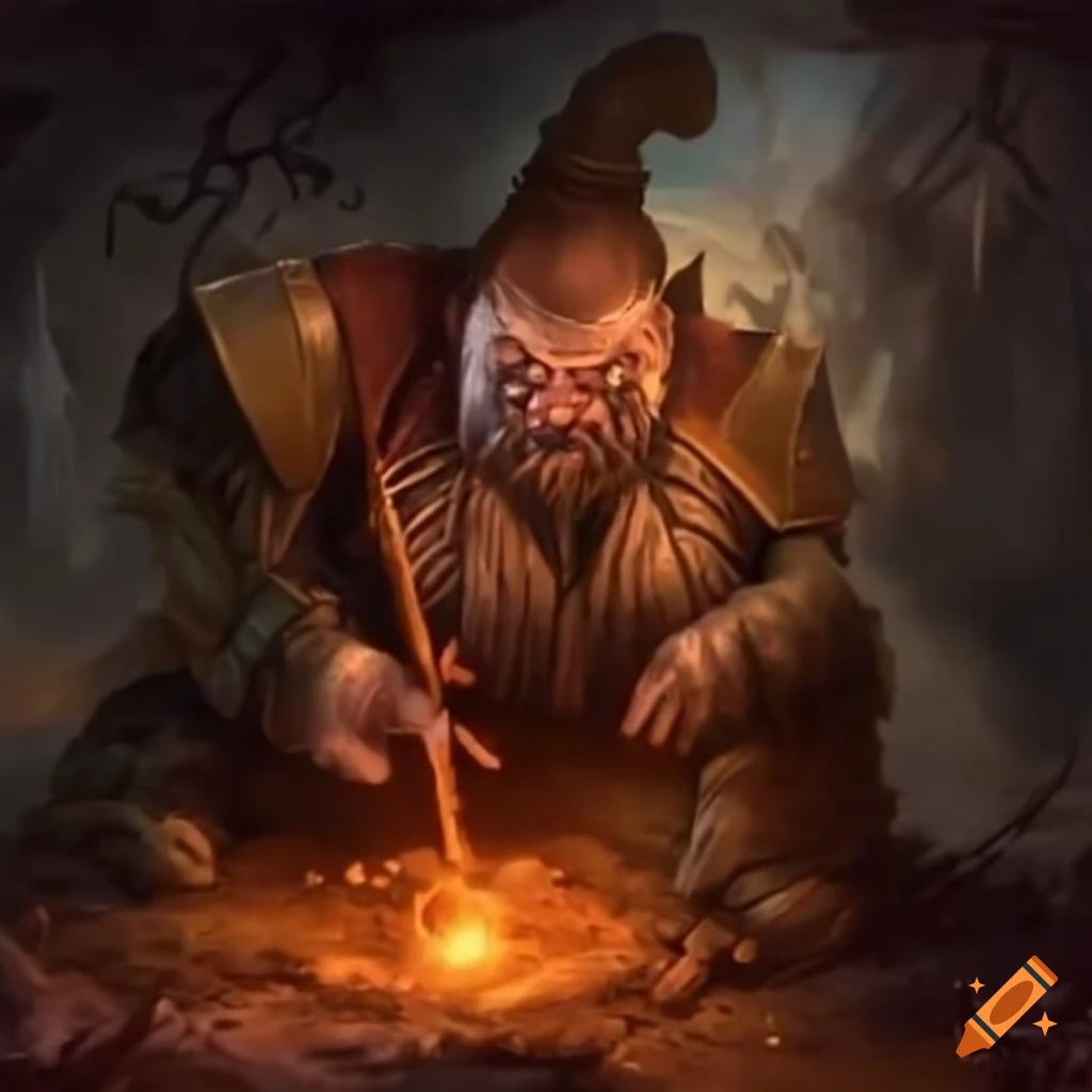 Epic dwarf digging in a whimsical shot with dwarf vibes on Craiyon