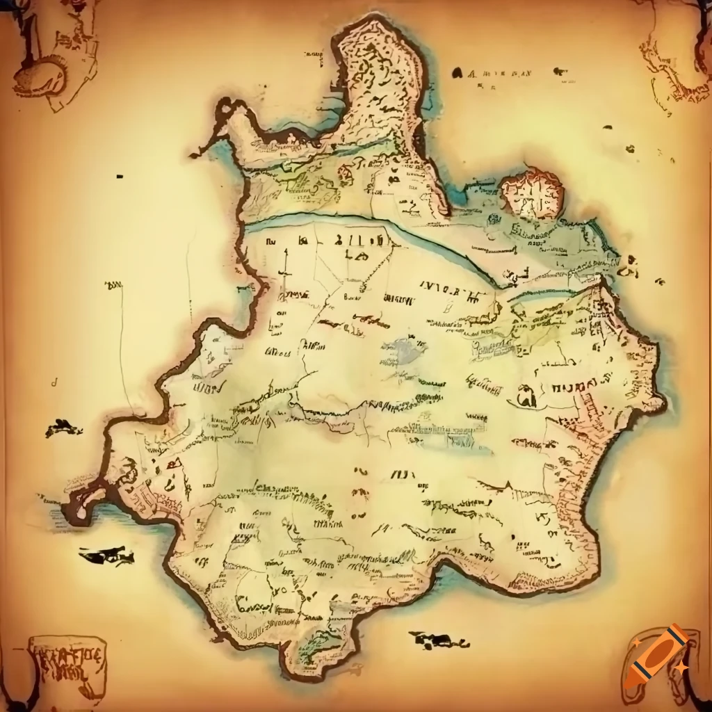 Old hand-drawn map on Craiyon