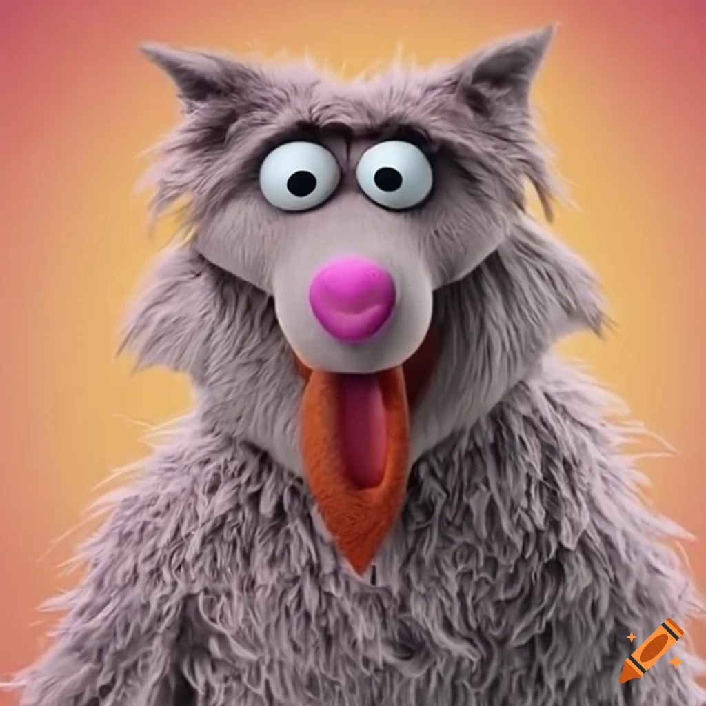 Adorable muppet wolf in a cute pose on Craiyon