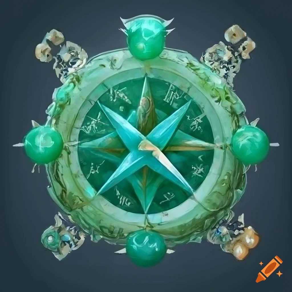 Jade compass in fantasy art style on Craiyon