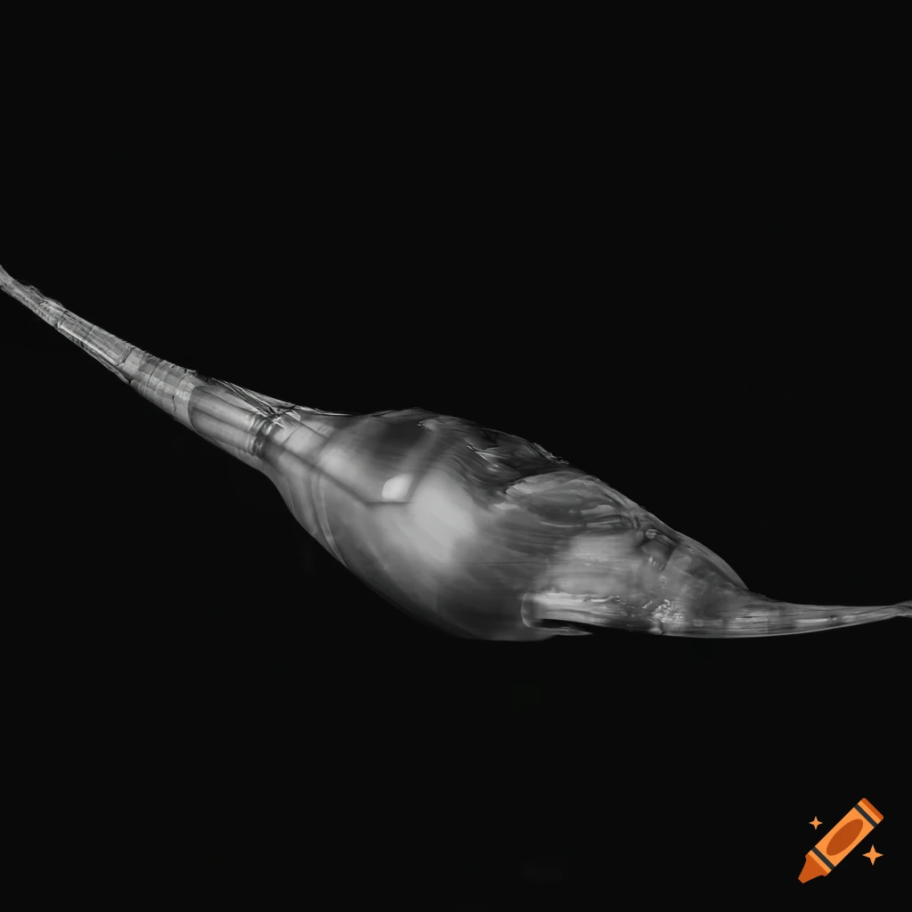 Abstract black and white futuristic space ship snail in a sci-fi ...