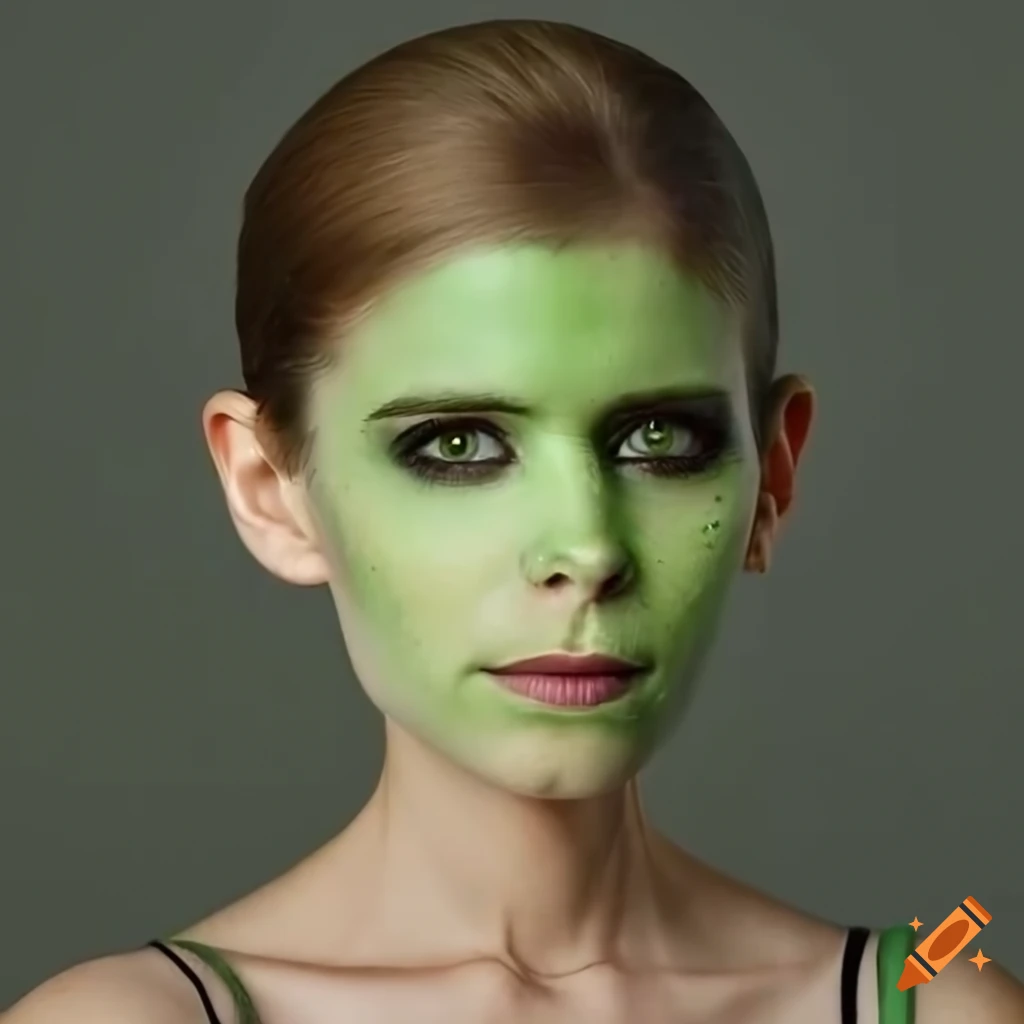 Kate mara as 'the mask' with green face paint on Craiyon