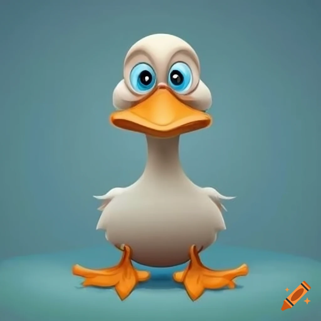 Cartoon duck working in an office on Craiyon