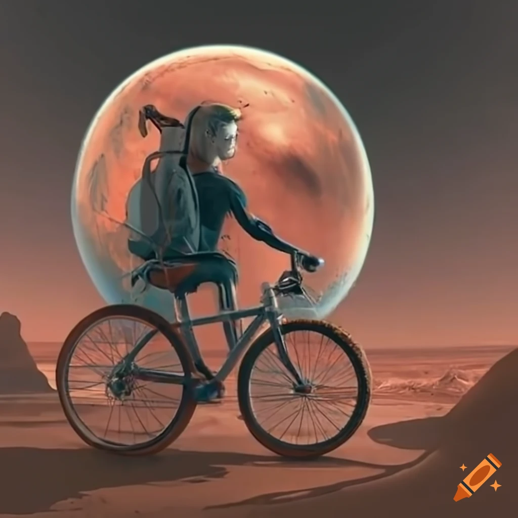 Bicycle on the surface of mars on Craiyon