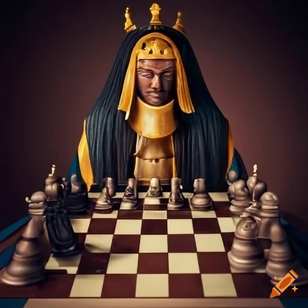 Emperor playing chess on Craiyon