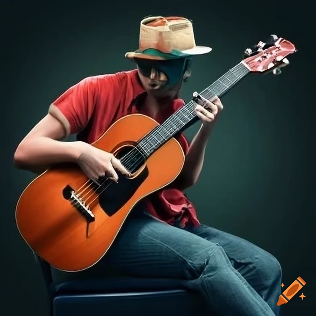 Solo guitar player in a spotlight on Craiyon