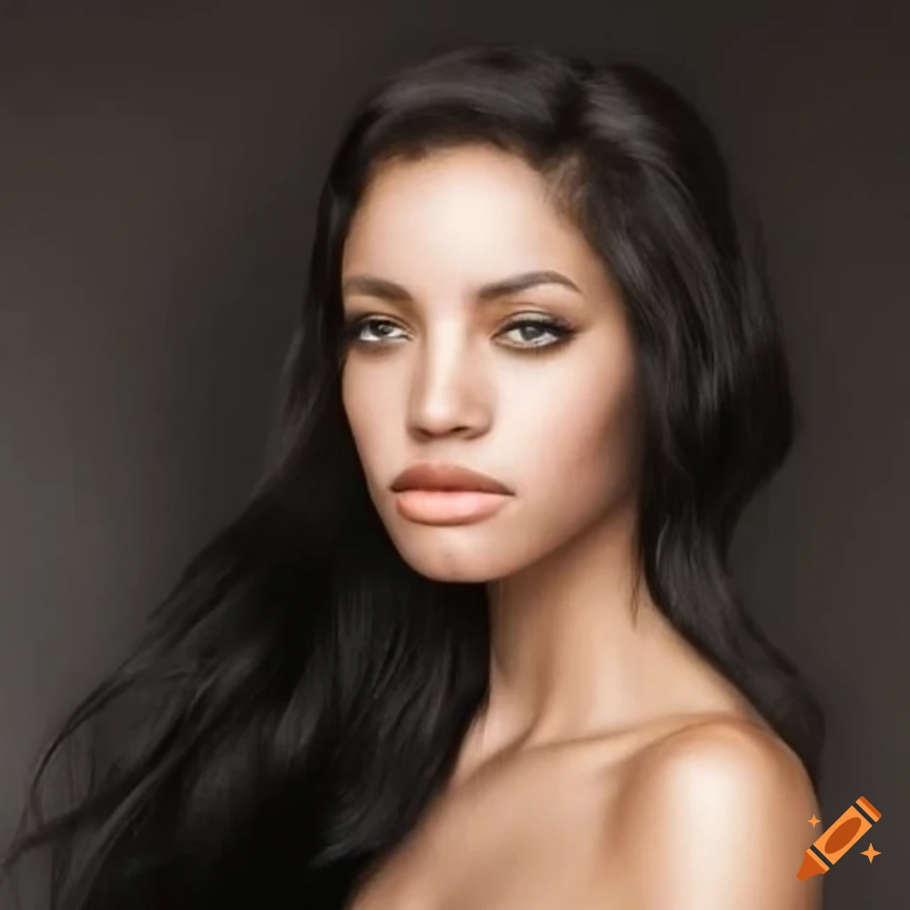 Portrait of a woman with arabic features and black wavy hair on Craiyon