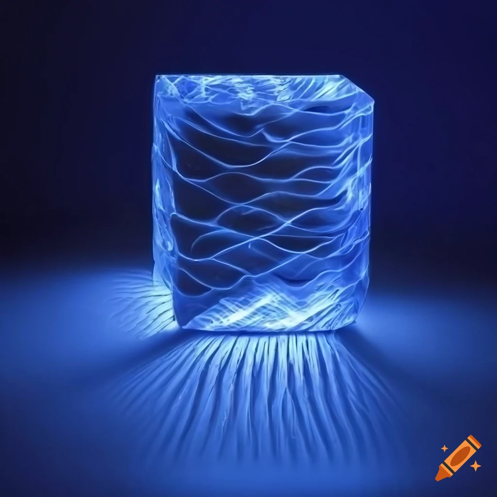 Resin cube with wavy pattern and flowing led light on Craiyon