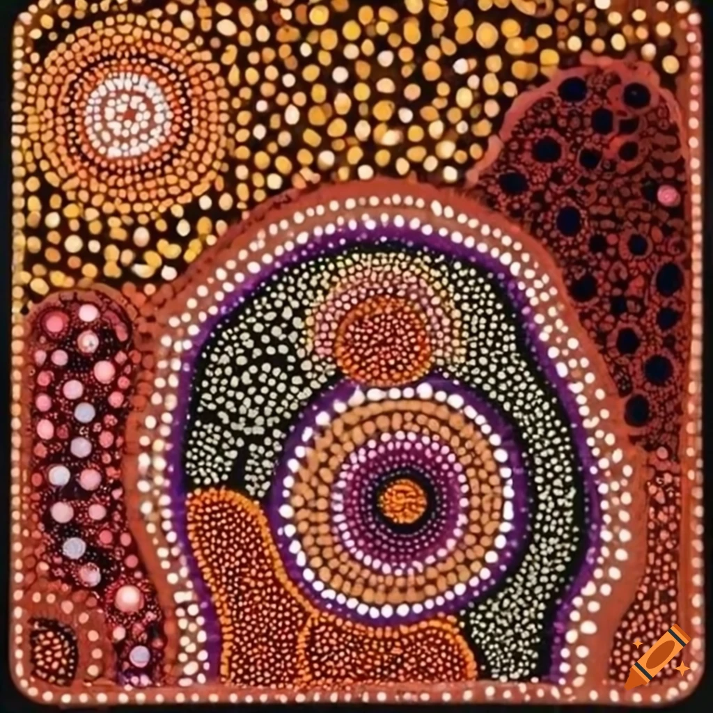 Australian aboriginal dreamtime dot painting of animal world on Craiyon