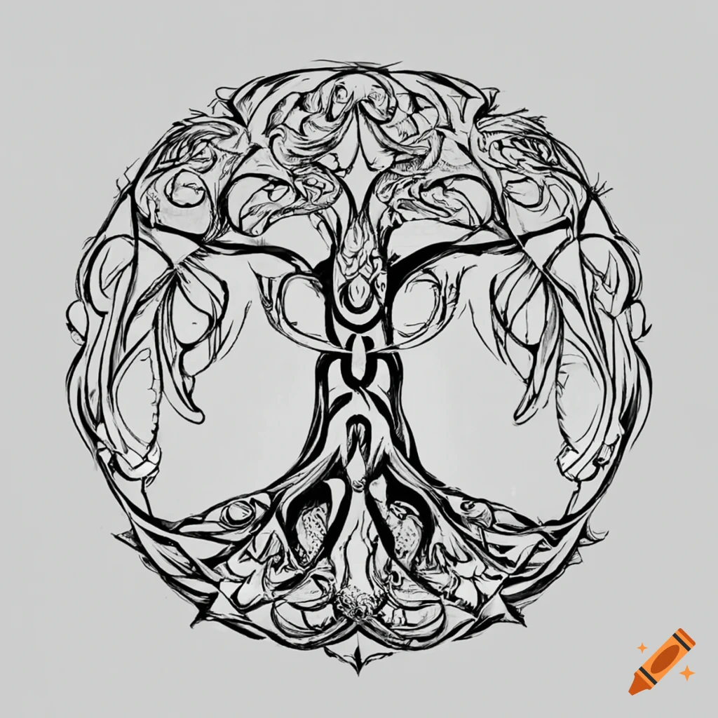 Yggdrasil drawing for tattoo design on Craiyon