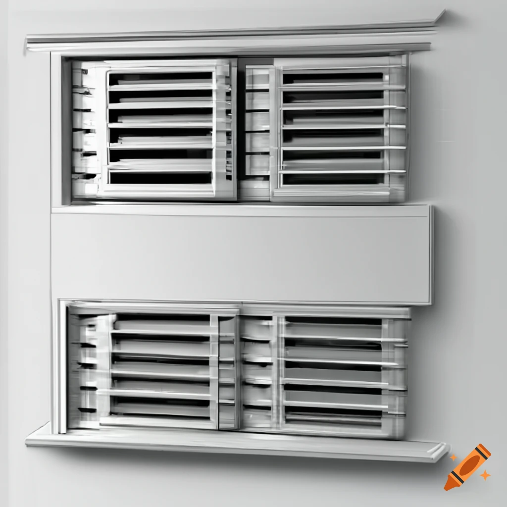 Futuristic air vents and grids on a flat wall panel for 3D modeling ...