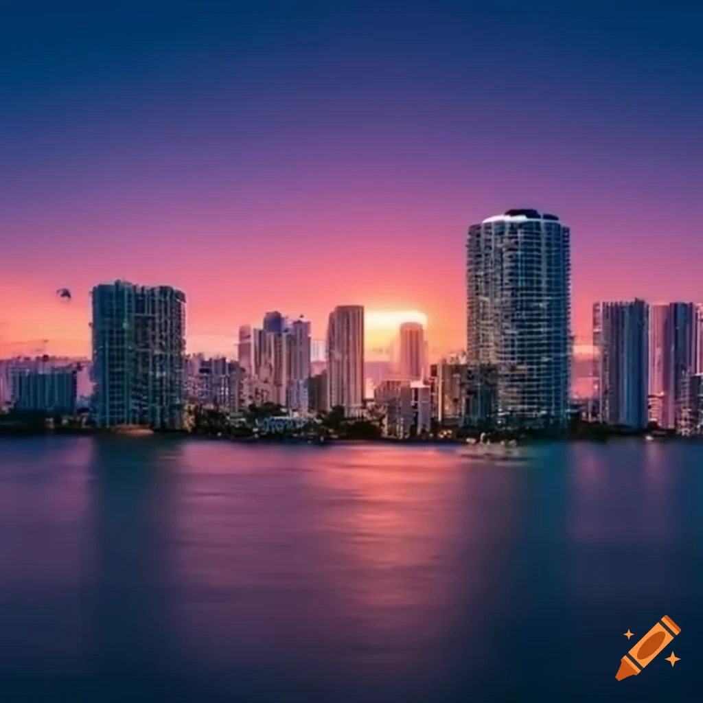 Logotipo de roleplay con la vista de miami desde un dron on Craiyon