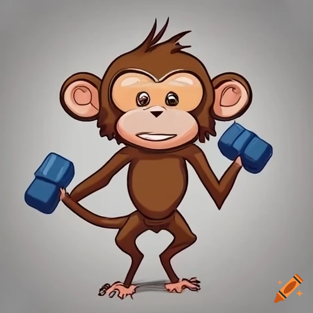 Monkey exercising with a dumbbell on Craiyon