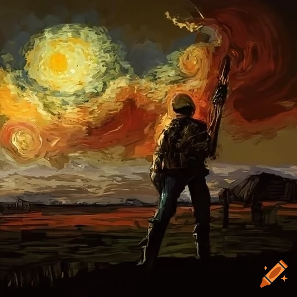 Midwestern apocalypse in a starry night style on Craiyon