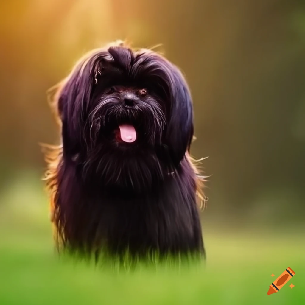 Black shih tzu with name tag 'mitzy' on Craiyon