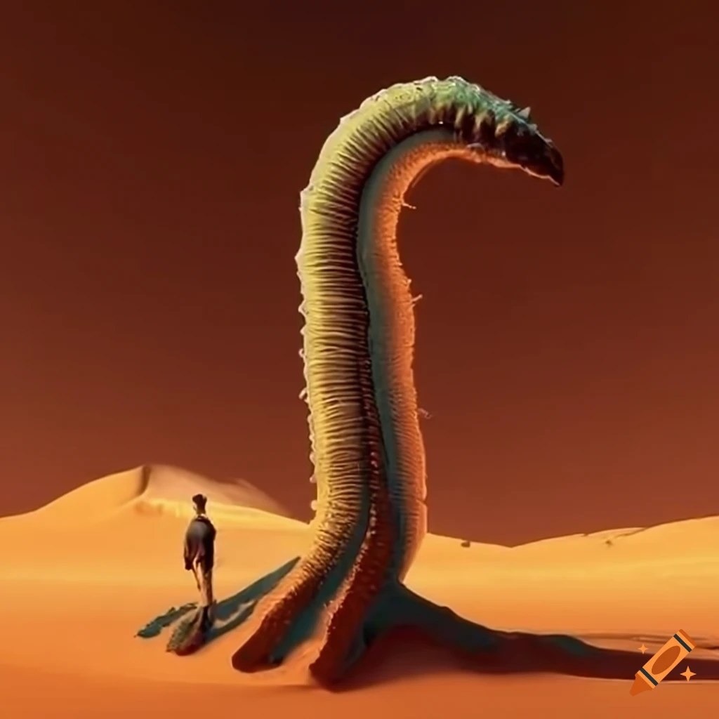 Paul atreides standing in the desert with sand dunes and a mountain ...