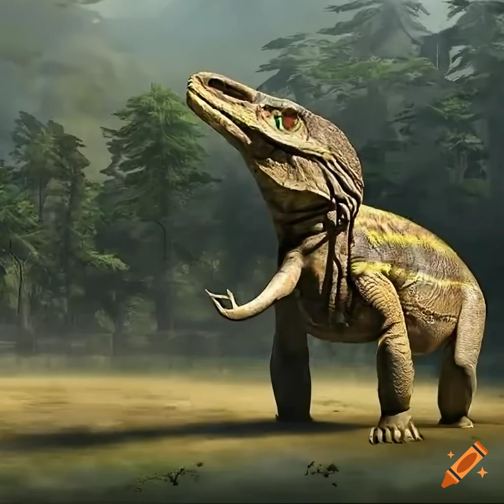 Hefty Iguanodon dinosaur with intricate lizard-like pattern in cool ...