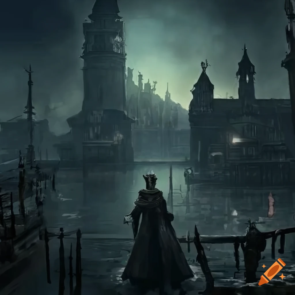 Venice city in Bloodborne style by Noriyoshi Ohrai with extreme detail ...