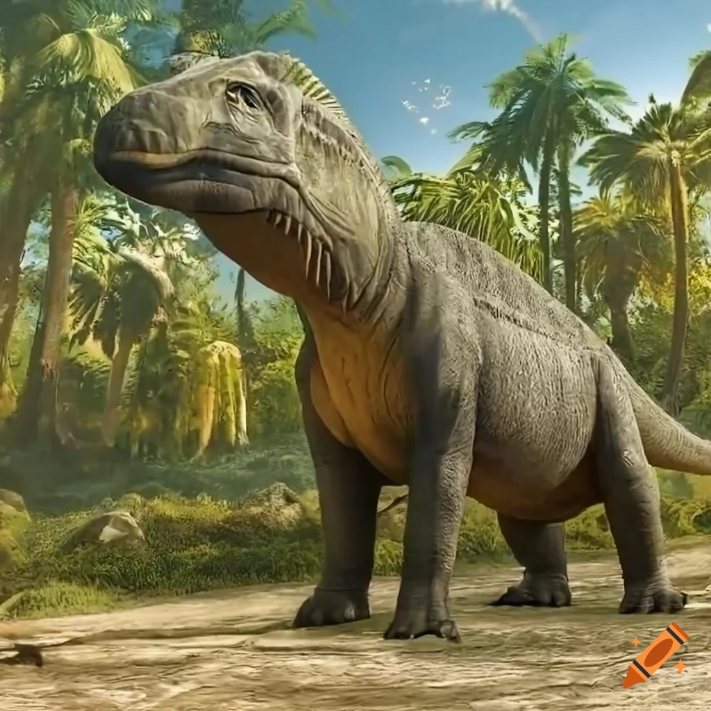 Hefty Iguanodon dinosaur with intricate lizard-like color pattern in ...