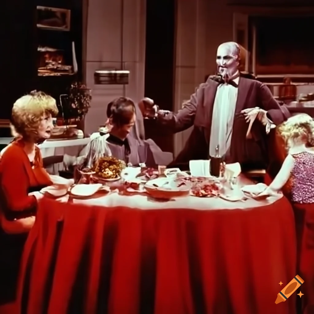 1968 colorized tv show family dinner on Craiyon