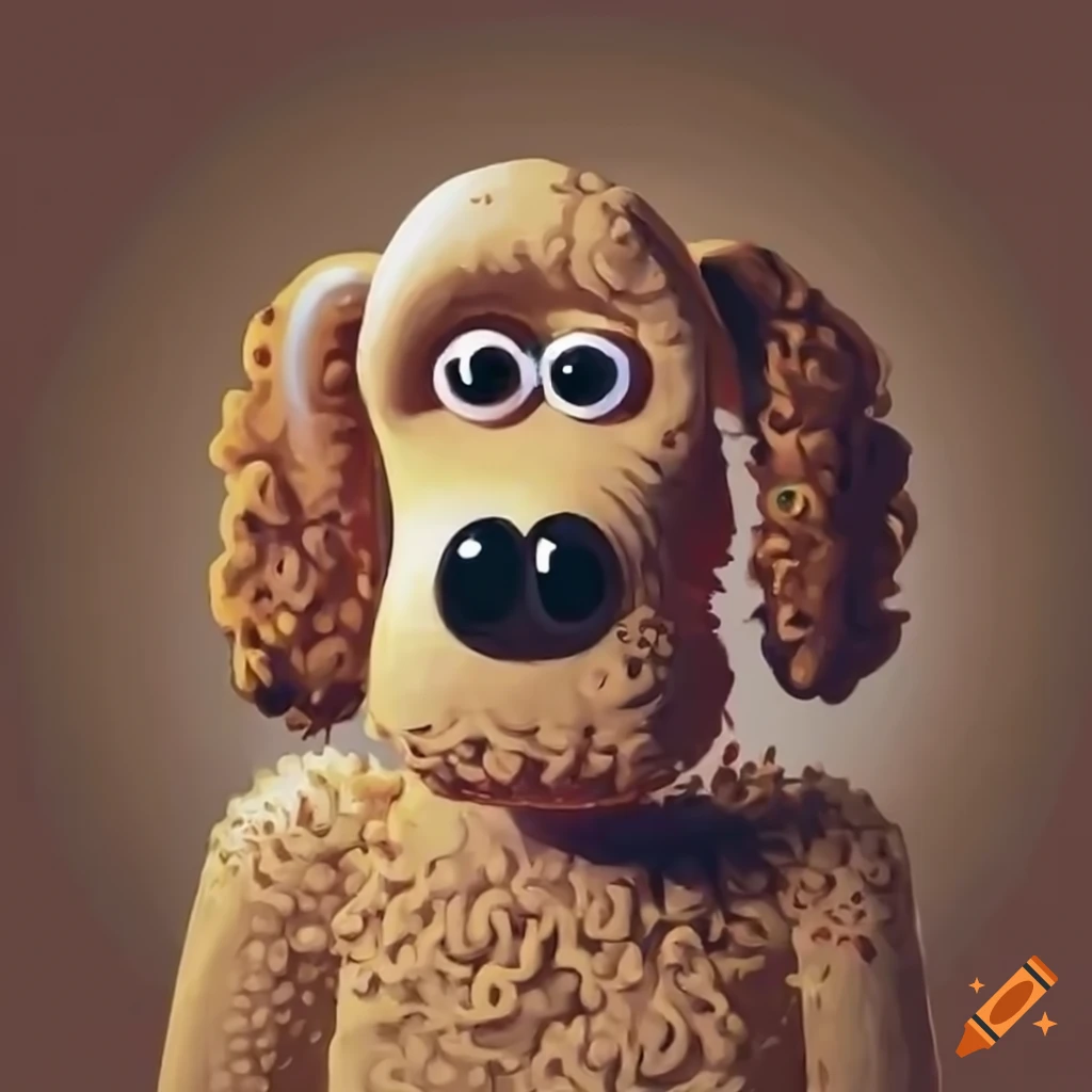 Golden doodle with wallace and gromit style on Craiyon