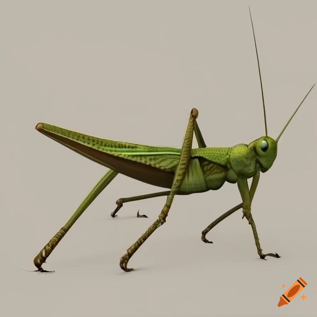 High definition side view of a locust on neutral background on Craiyon