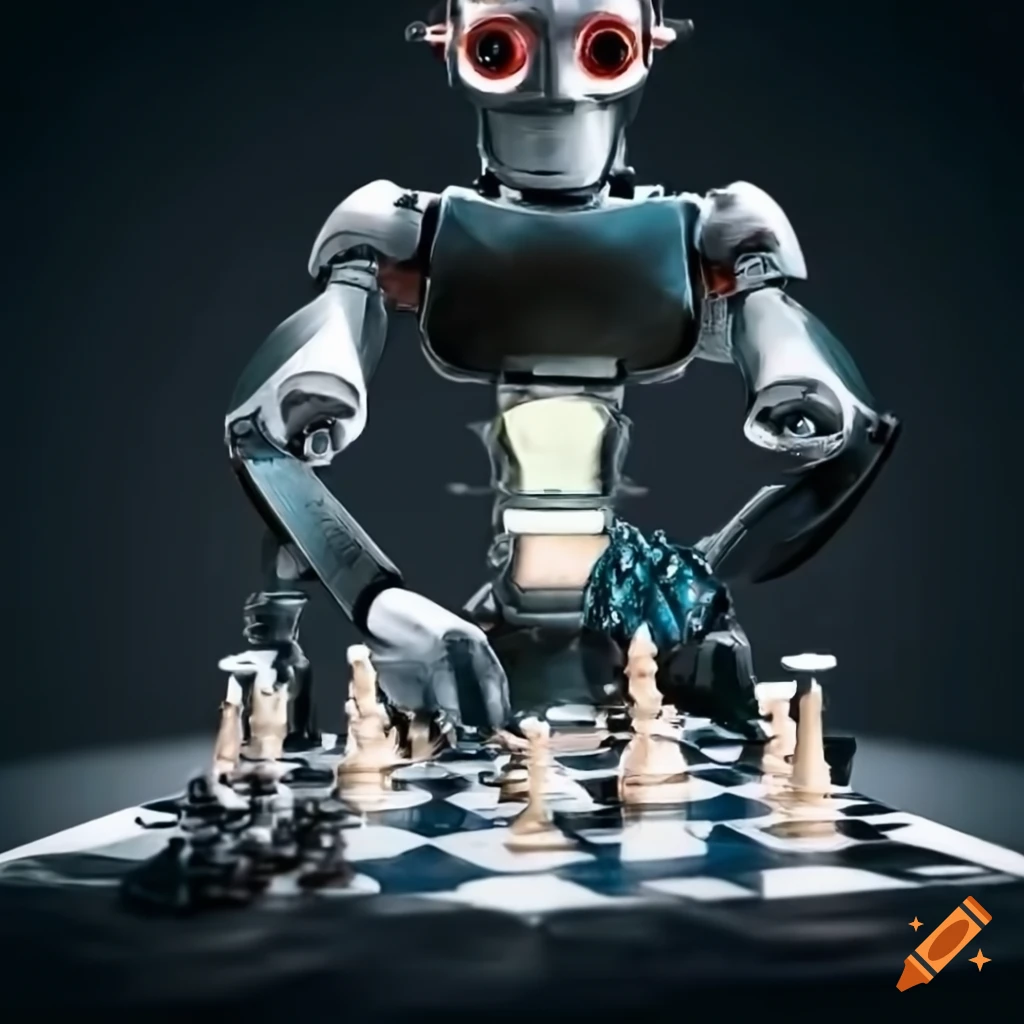 Robot playing chess on Craiyon