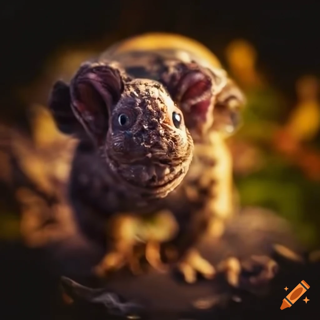 Cartoon haggis with bulbous eyes, fangs, and short legs on Craiyon