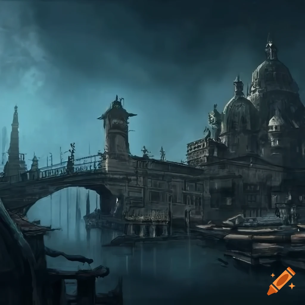 Detailed venice city in bloodborne style with bridges on Craiyon